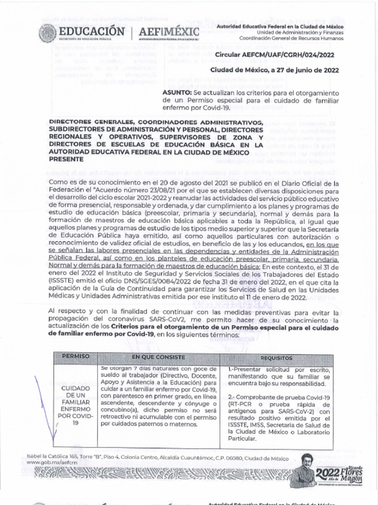 Circular Aefcm-Uaf-Cgrh-24-2022. | PDF