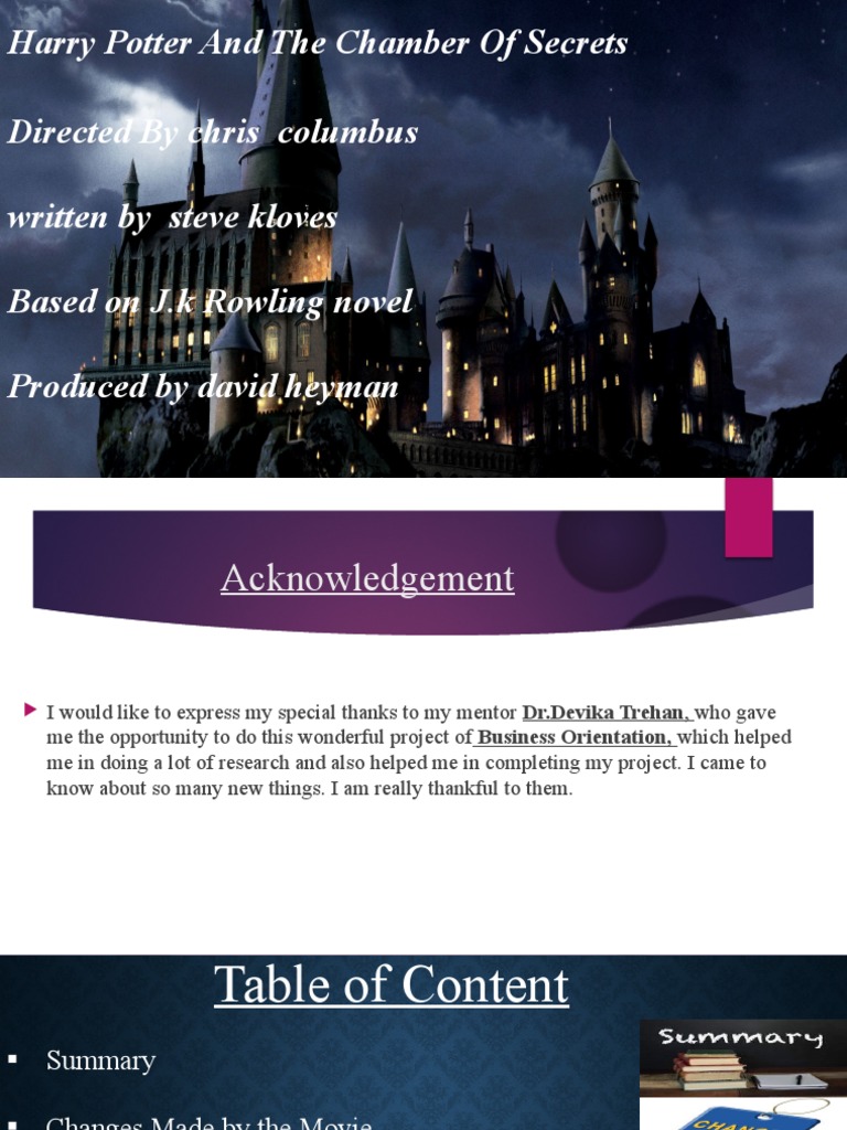 Harry Potter and The Chamber of Secrets Directed by Chris Columbus ...