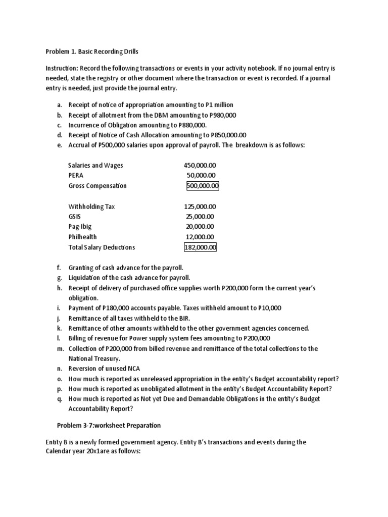 Problem 3-7:worksheet Preparation | PDF | Receipt | Payroll