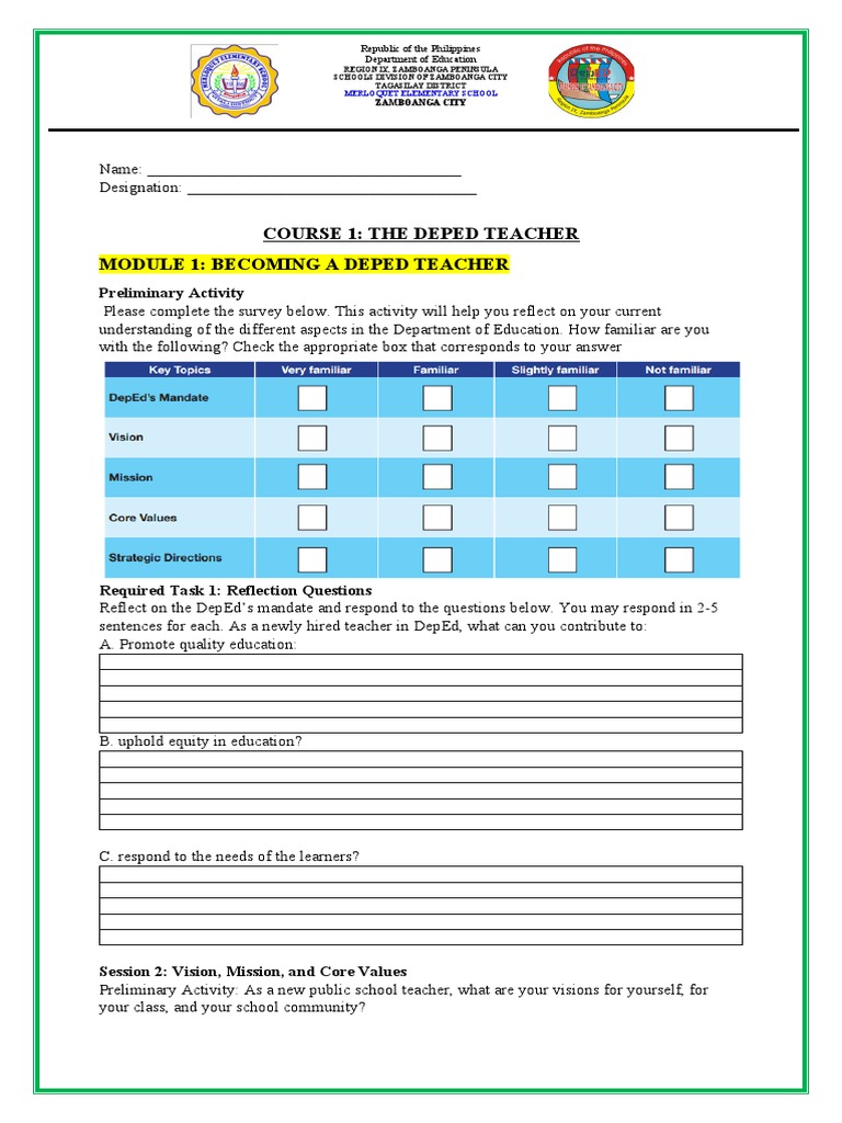 Course 1: The Deped Teacher Module 1: Becoming A Deped Teacher ...