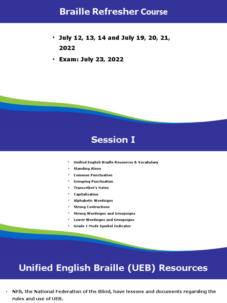 Braille Refresher Course 2022 | PDF | Bracket | Punctuation