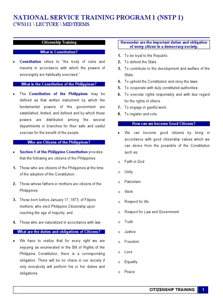 Module 3 - Citizenship Training | PDF | Citizenship | Constitution