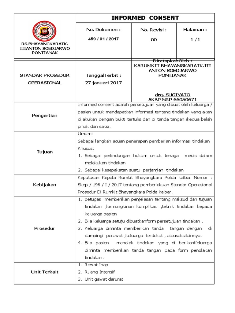 Spo Informed Consent Icu Ranap | PDF