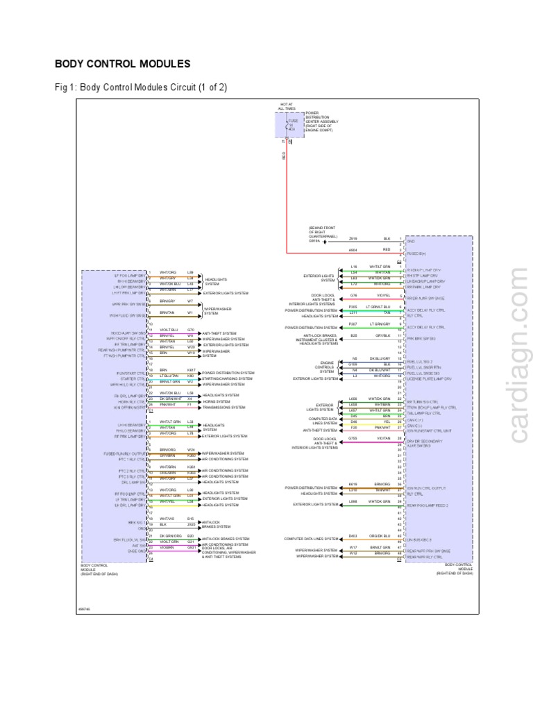 Fig 1: Body Control Modules Circuit (1 of 2) | PDF | Car | Vehicles