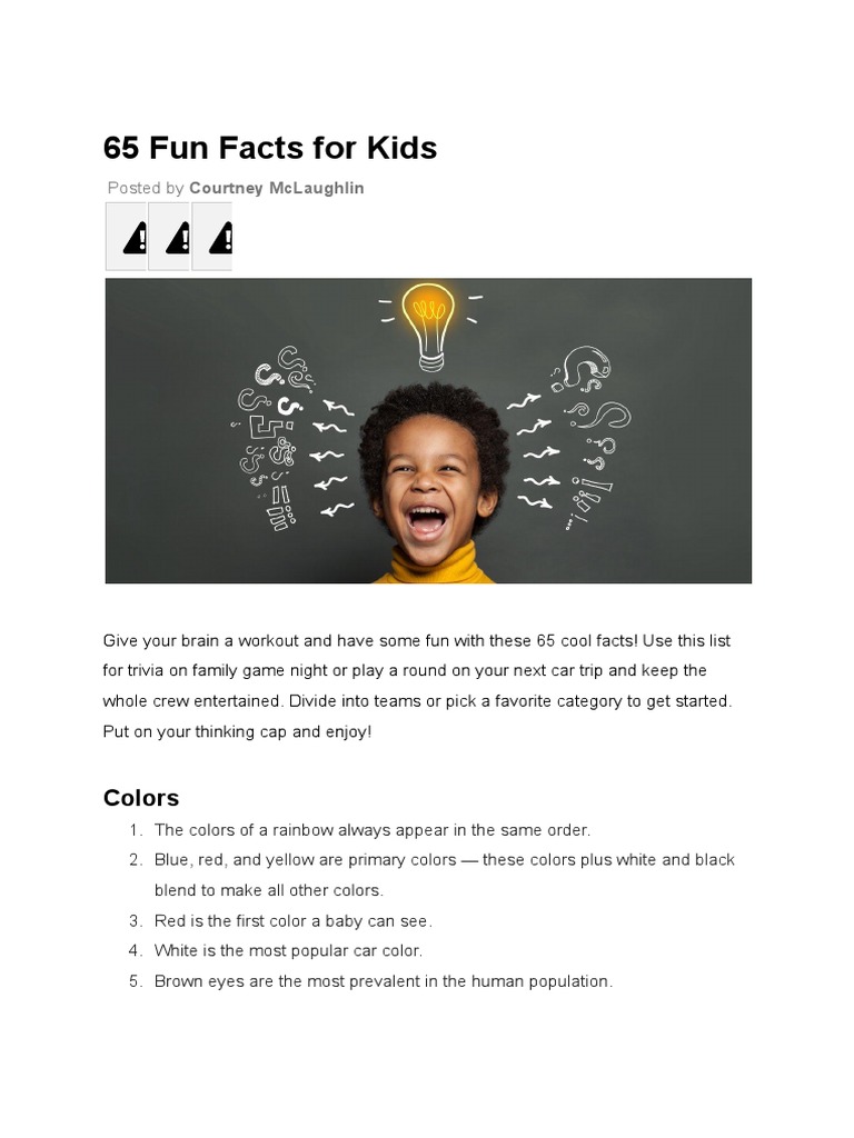 65 Fun Facts For Kids | PDF | Dinosaurs