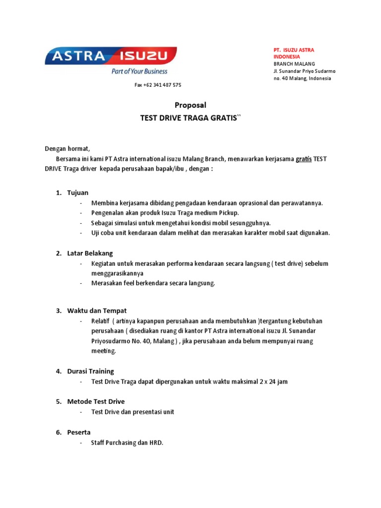 Proposal Test Drive | PDF | Karier & Perkembangan