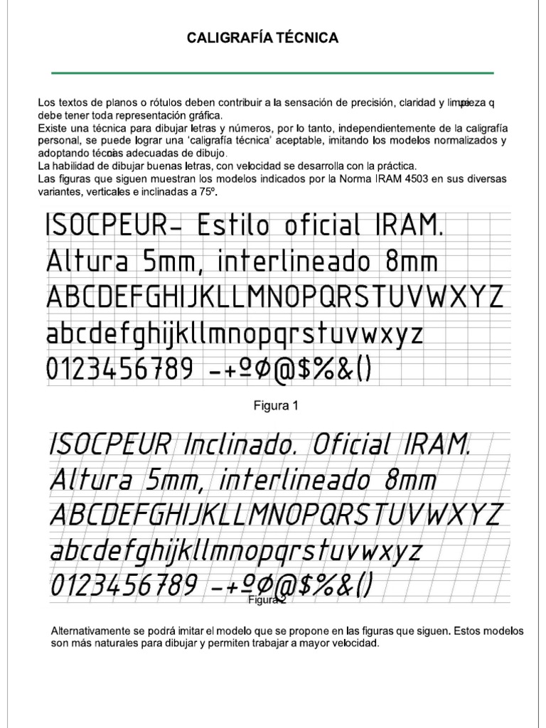 Caligrafia Técnica IRAM 4503 | PDF