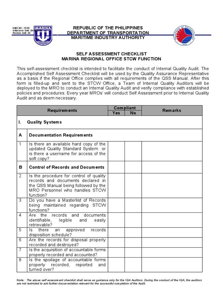 18 Self Assessment Checklist For MROs | PDF | Audit | Business