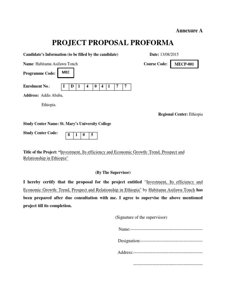 Project Proposal Proforma: Annexure A | PDF | Economic Growth | Gross ...