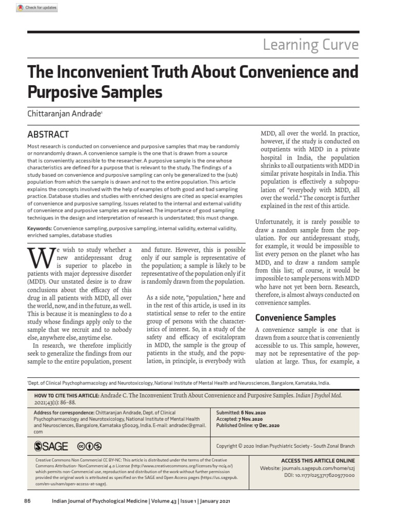 The Inconvenient Truth About Convenience and Purposive Sampling ...