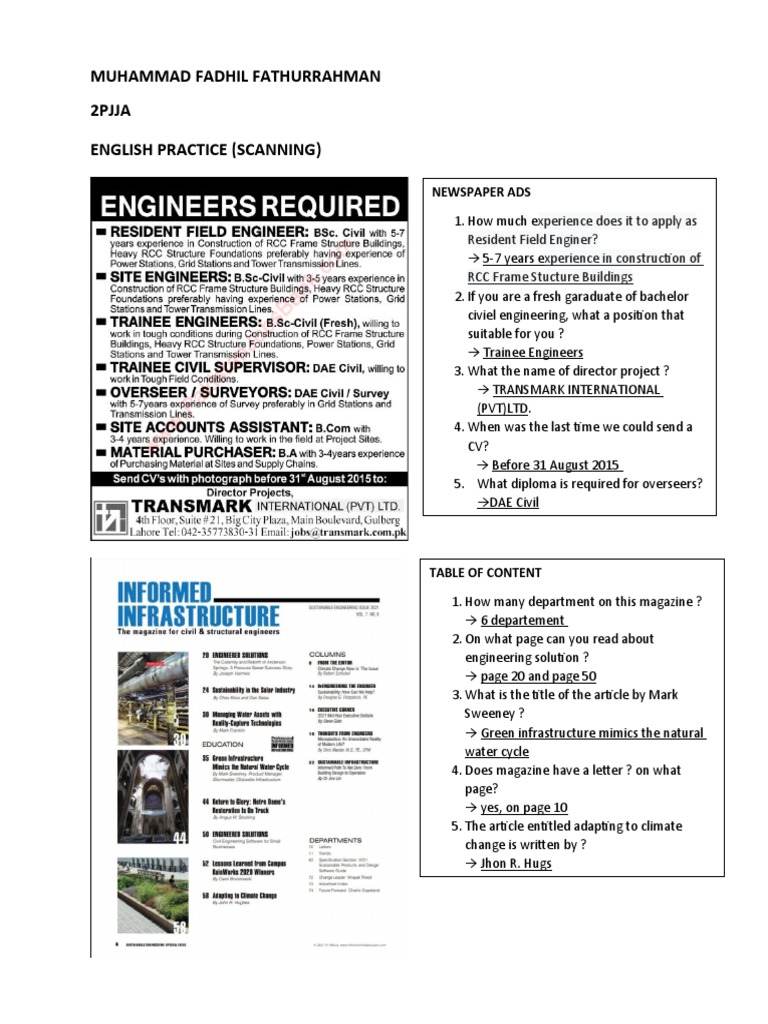 Muhammad Fadhil Fathurrahman 2pjja English Practice (Scanning) | PDF | Engineering | Science