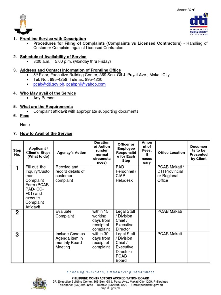 Filing Complaints Against Contractors | PDF | Complaint | Government
