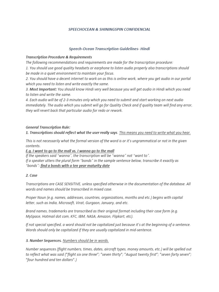 Speech Ocean Guidelines | PDF | Punctuation | Acronym