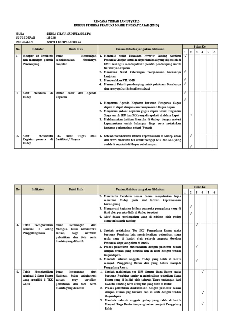 30.RTL (Rencana Tindak Lanjut) | PDF