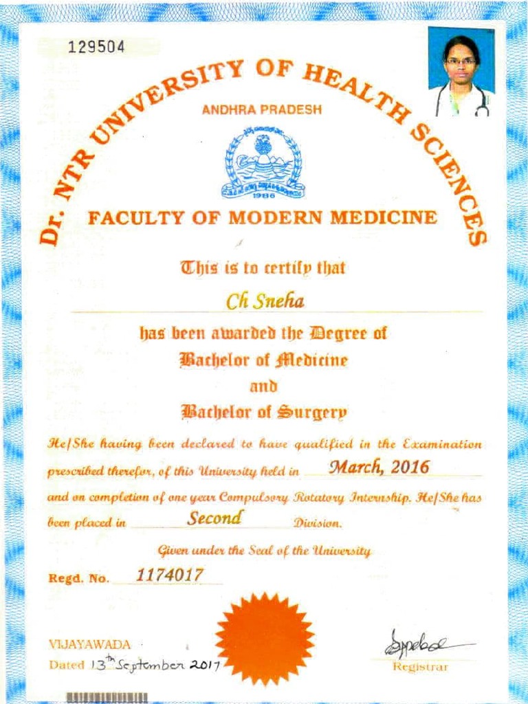 MBBS Degree Certificate Overview | PDF | Science & Mathematics | Wellness