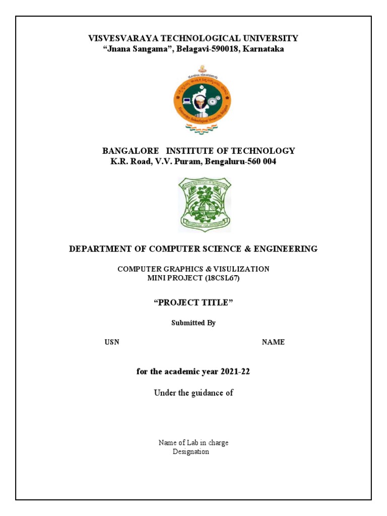 CGV Mini Project Report Template (2021-22) | PDF | Computing | Computer ...