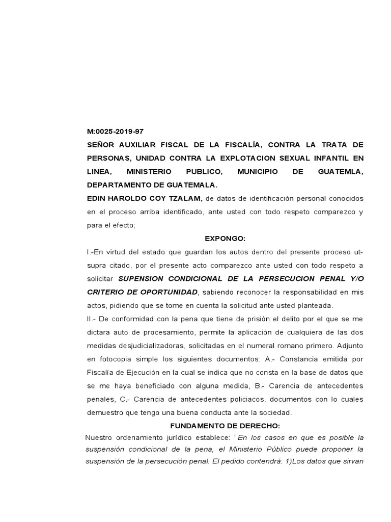 Memorial Solicitando Medida Desjudicializadora Edin Coy y Mario Moises ...