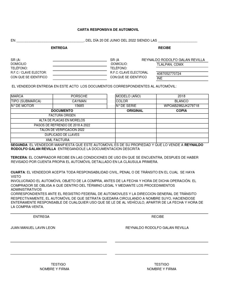 Carta Responsiva | PDF