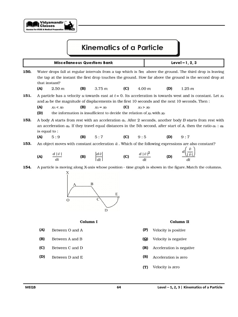 Kinematics of A Particle - Miscellaneous | PDF | Kinematics ...