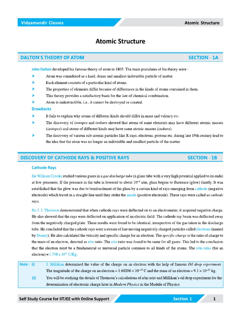 Atomic Structure - Module | PDF