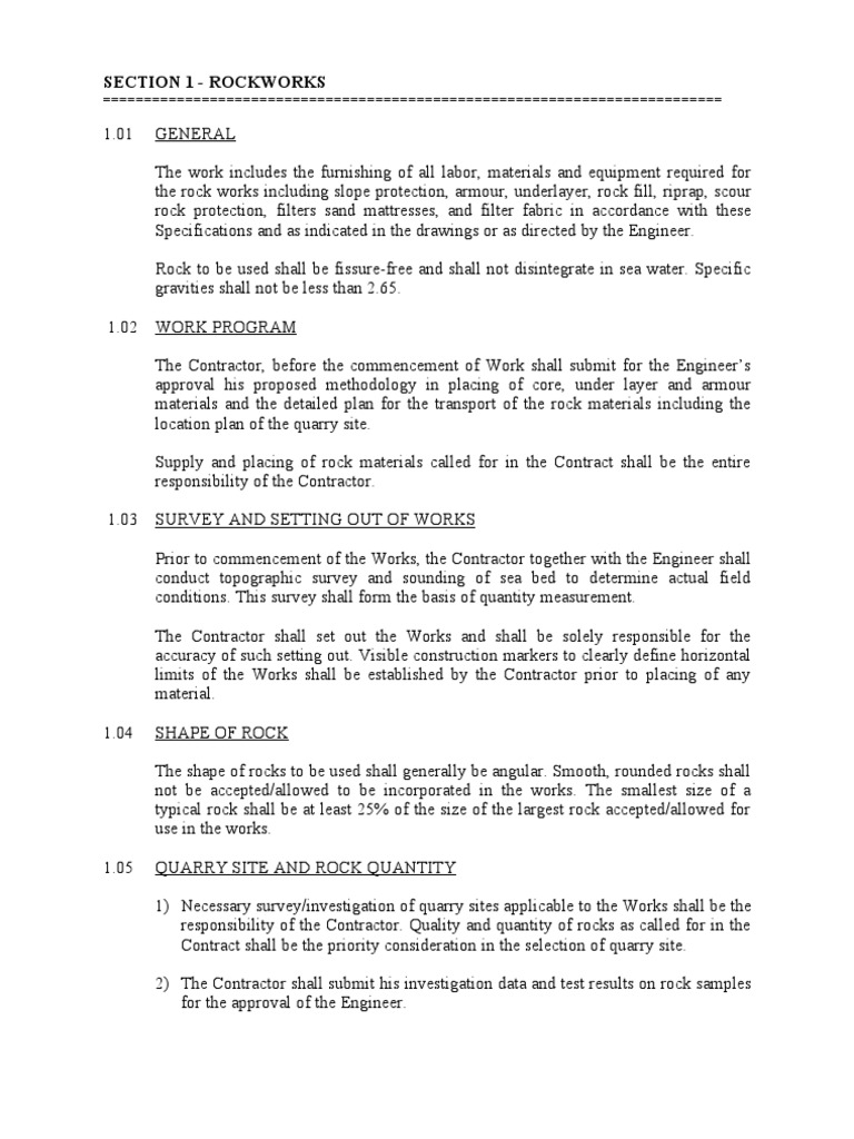 Section 1 - Rockworks | PDF | General Contractor | Specification ...