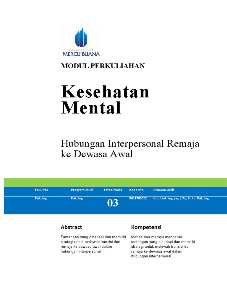 Modul 3 - Kesehatan Mental | PDF