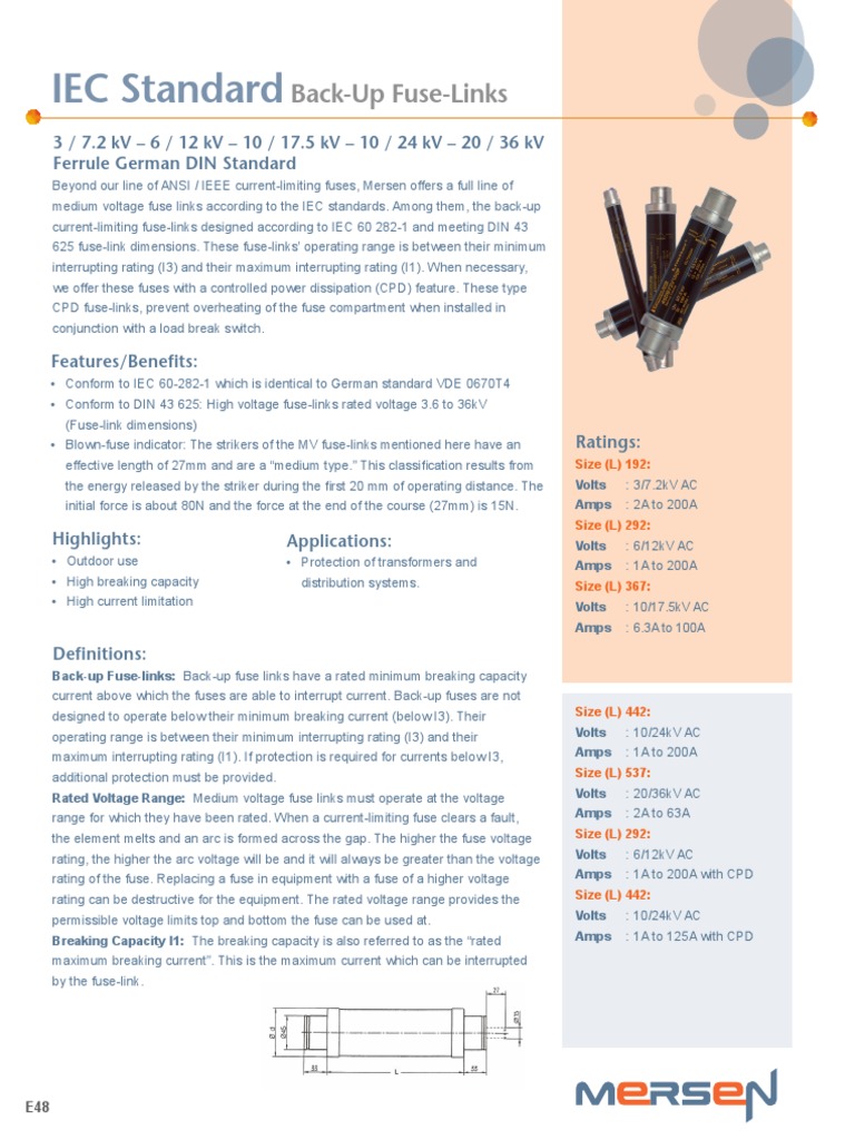 IEC Standard: Back-Up Fuse-Links | PDF | Fuse (Electrical) | Electronics
