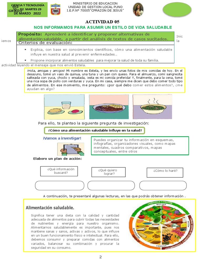Actividad 05 Ciencia Semana 3 Marzo 29 2022 | PDF | Alimentos | Dieta y ...