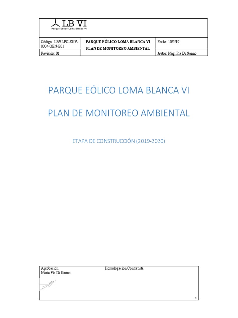 Plan Monitoreo LBVI Rev 01 | PDF | Agua | Evaluación de impacto ambiental
