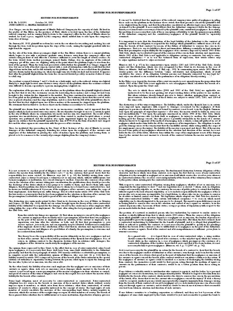 3 Excuses For Non-Performance (Final) | Download Free PDF | Negligence ...