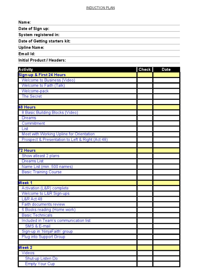 06 Induction-Training Plan NEW | PDF | Communication | Computing And ...
