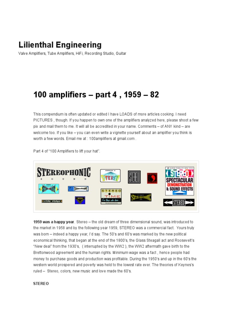 100 Amplifiers - Part 4, 1959 - 82 - Lilienthal Engineering | PDF ...