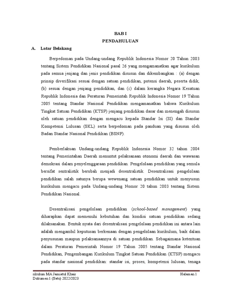 Bab 1 KTSP 2022-Min | PDF