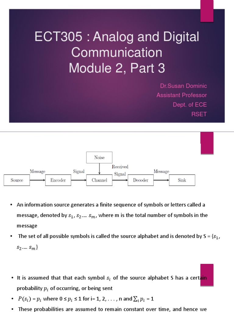 ECT305: Analog and Digital Communication Module 2, Part 3: DR - Susan ...