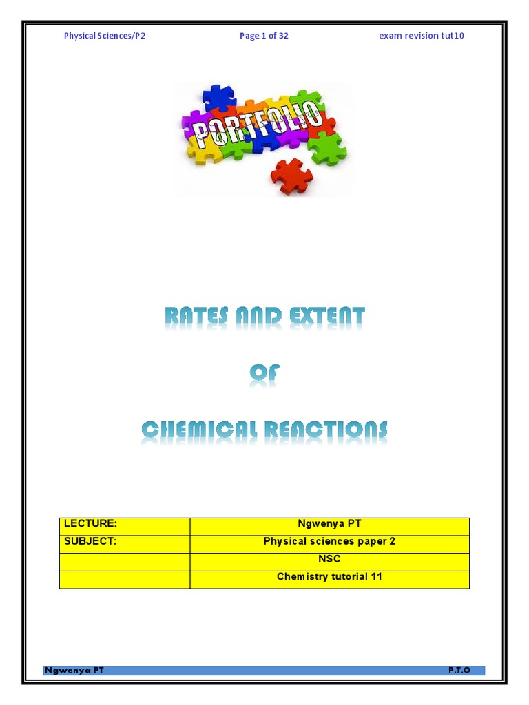 Physical Sciences/P2: Exam Revision Tut10 | PDF | Reaction Rate | Chemical Equilibrium