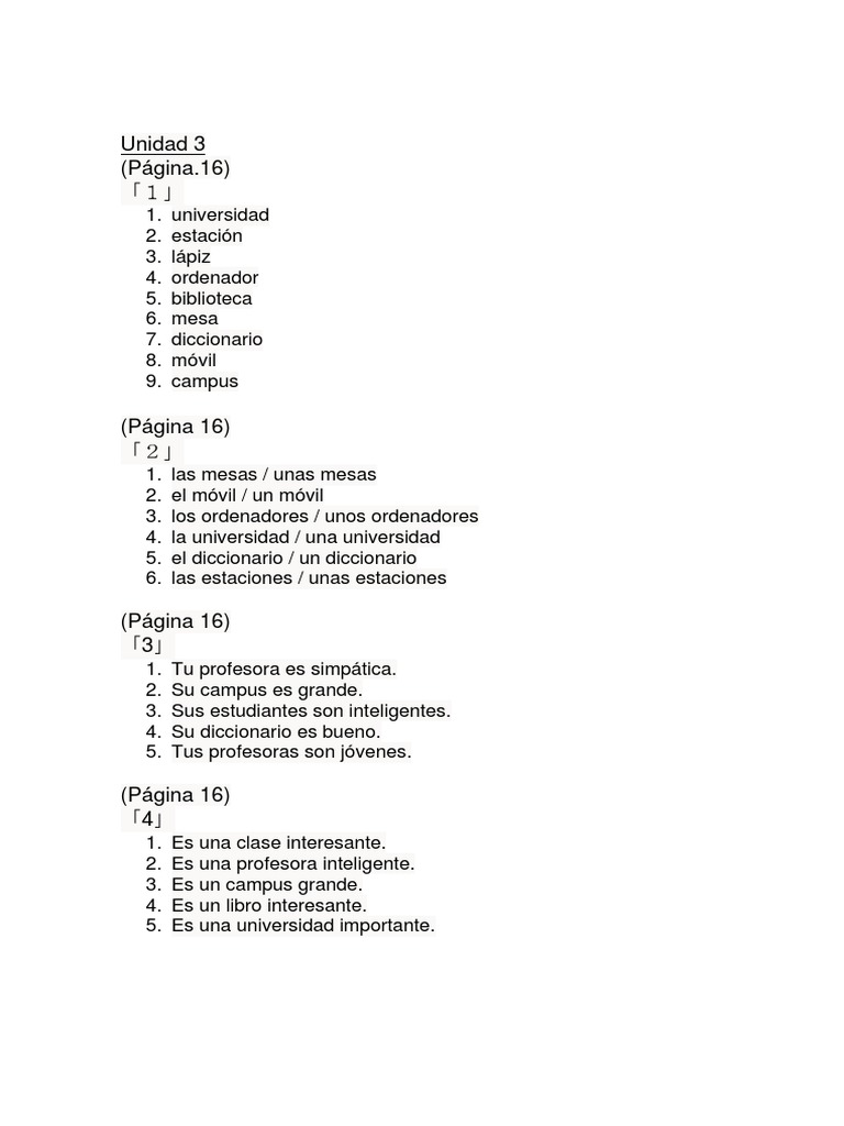Workbook Exercises - Unit 3 - Answers | PDF