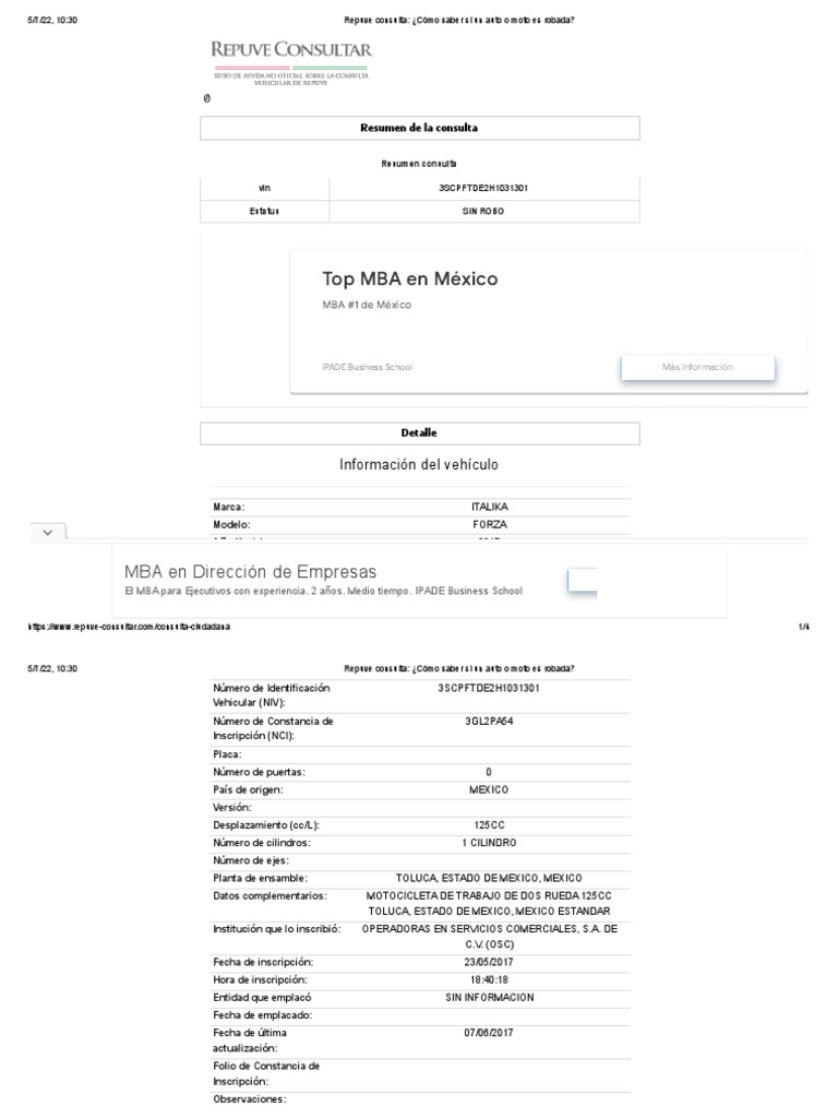 Repuve Consulta - ¿Cómo Saber Si Un Auto o Moto Es Robada | PDF