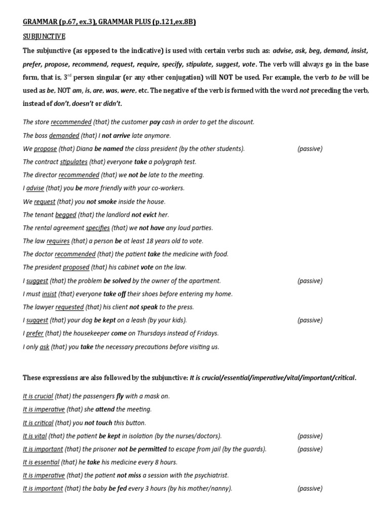 Prefer, Propose, Recommend, Request, Require, Specify, Stipulate ...