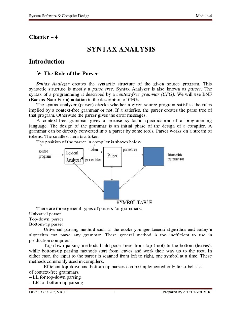 Syntax Analysis: Chapter - 4 | PDF | Parsing | Computer Programming