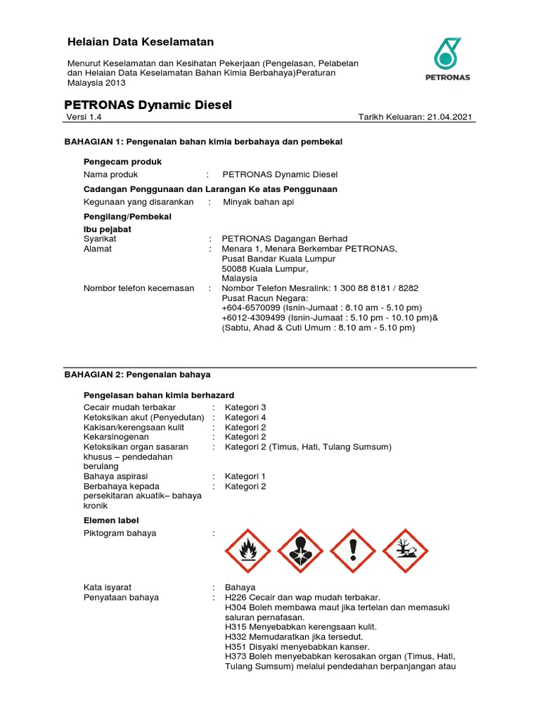 Dynamic Diesel SDS - Bahasa | PDF
