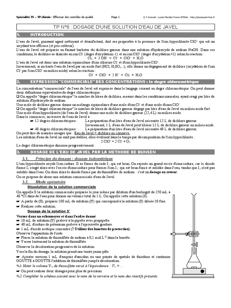PDF Javel | PDF | Blanchiment (chimie) | Chlore