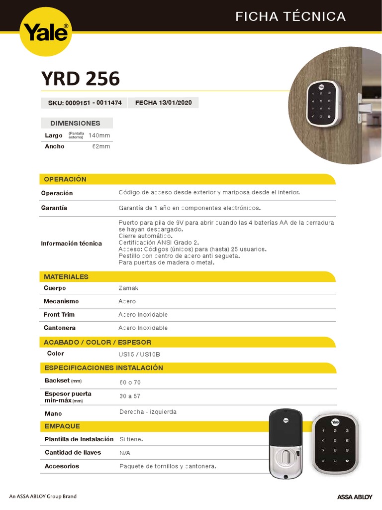 Cerrojo YRD256 | PDF