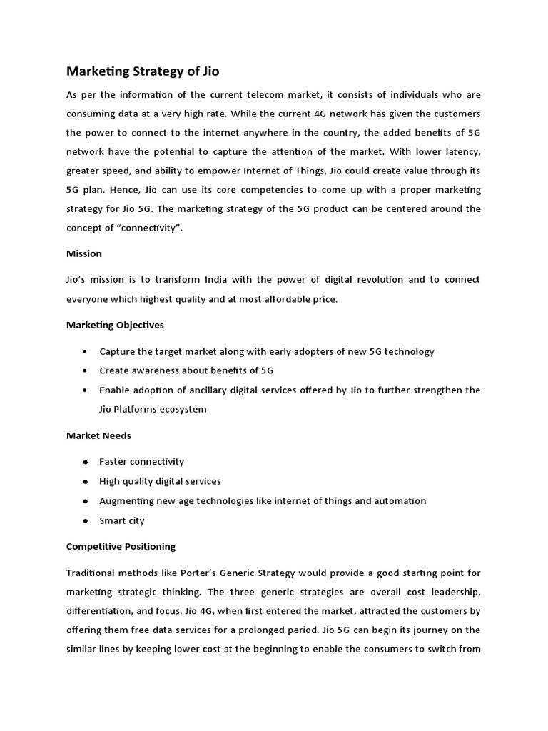 Marketing Strategy of Jio (A) | PDF | Business
