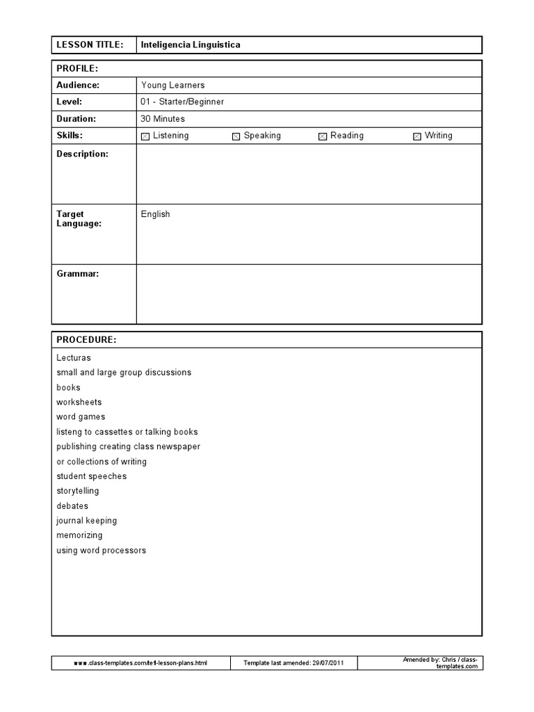 8 Intelligences Template | PDF | Lesson Plan | Cognitive Science