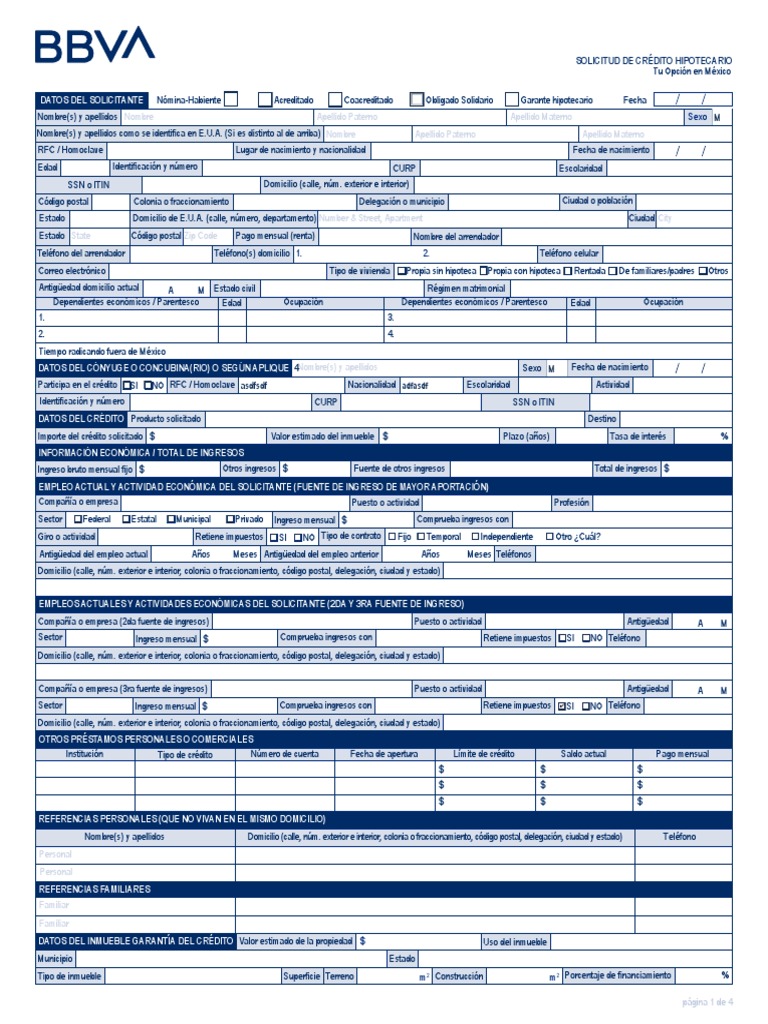 Solicitud Bbva para Creditos de Usa Con Tu Opcion Mexico Tom | PDF | Póliza de seguros | Seguro