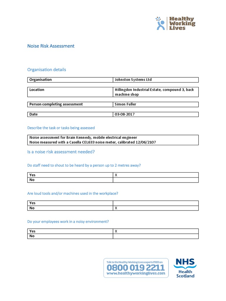 Noise-Risk-Assessment Example | PDF | Noise | Decibel