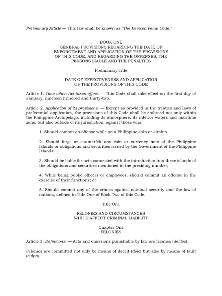 Revised Penal Code Book 1 1-113 | PDF | Felony | Pardon