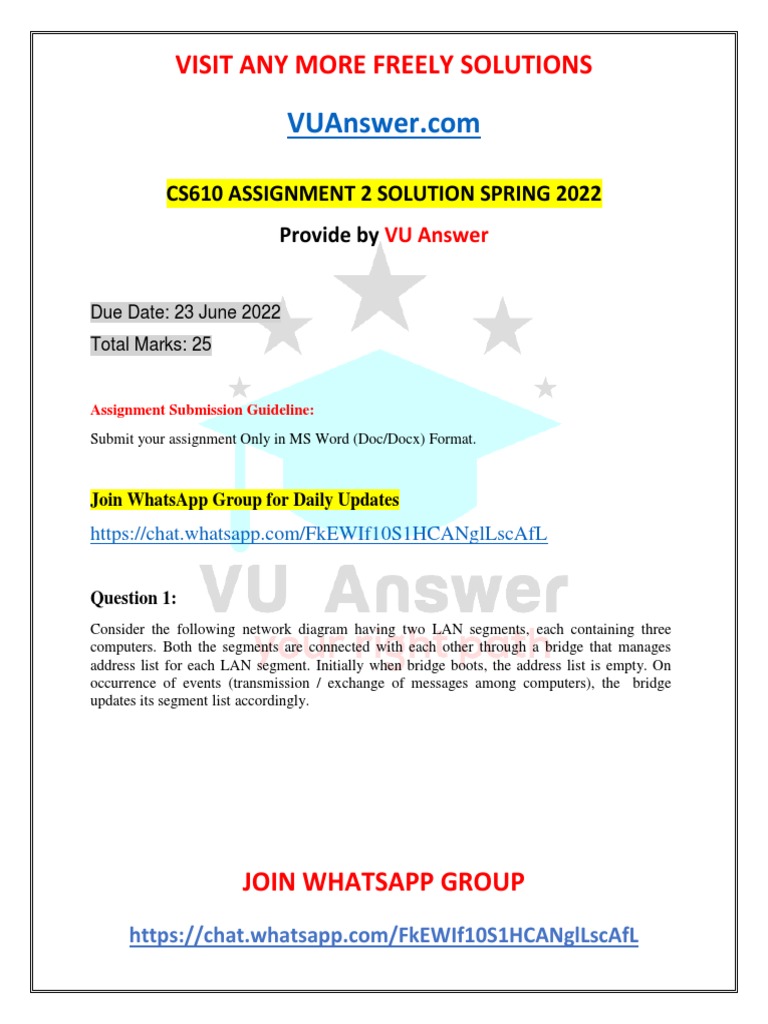 CS610 Assignment 2 Solution Spring 2022.pdf Version 1 | PDF | Routing | Computer Data