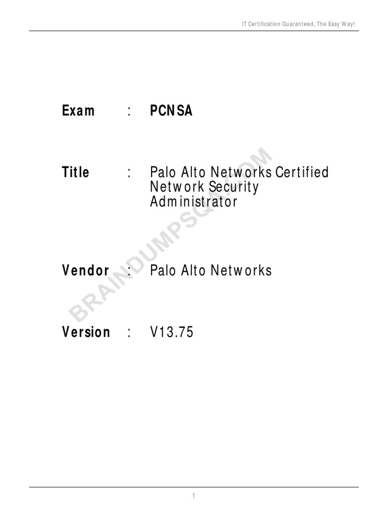 Exam Pcnsa: IT Certification Guaranteed, The Easy Way! | PDF | Computer ...