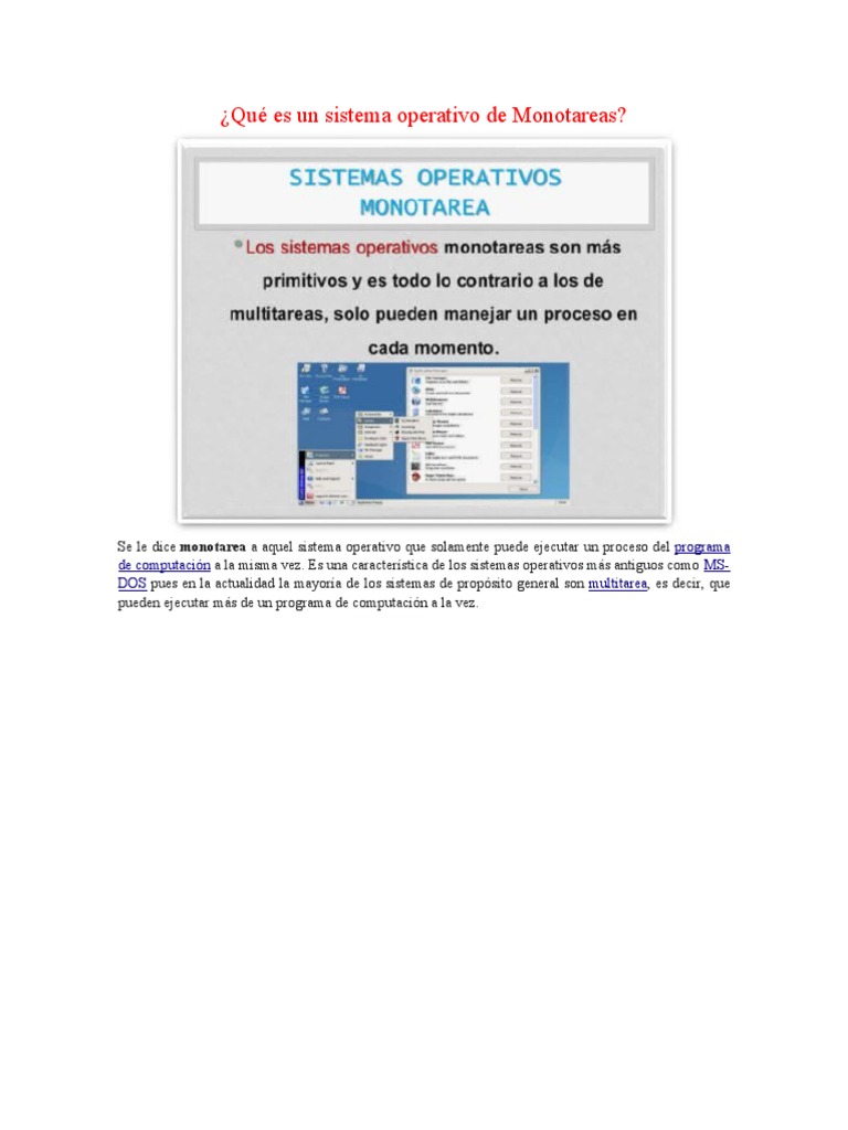Qué Es Un Sistema Operativo de Monotareas | PDF